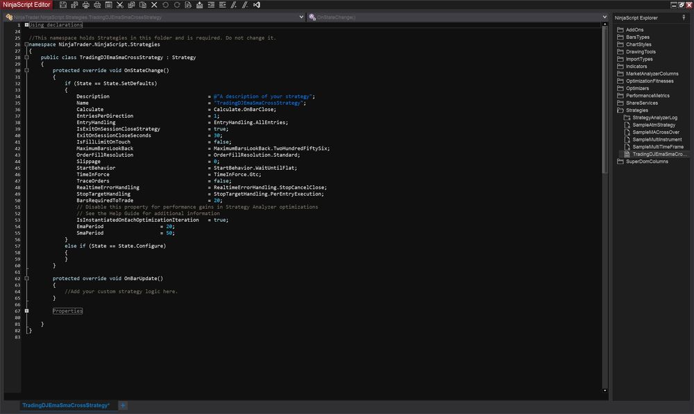 Getting Started With Ninjascript Editor Creating Your First Basic Strategy