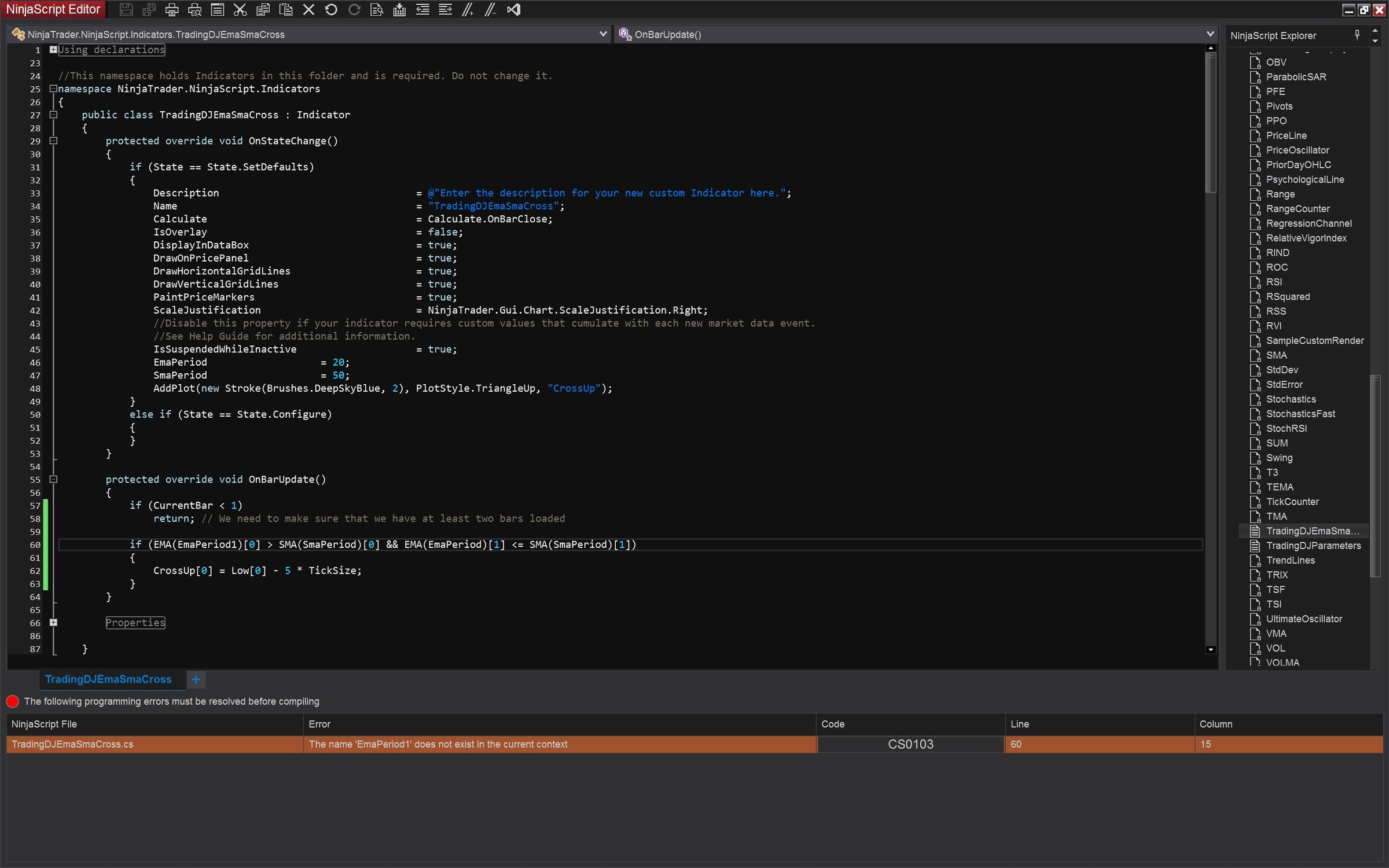 Getting Started with NinjaScript Editor: Creating Your First Basic Indicator